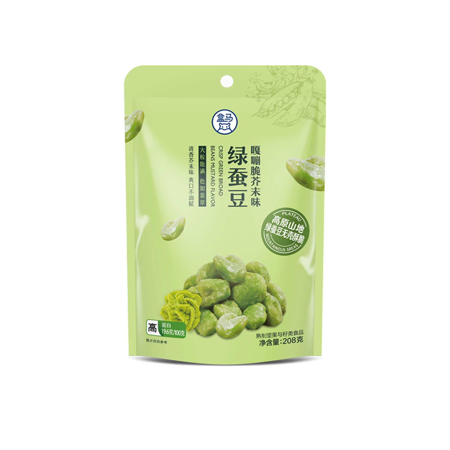 盒马 嘎嘣脆芥末味绿蚕豆 208g-盒马-FoodTalks食品产品库